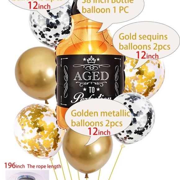 Party Supplies | Aged To Perfection 7 Piece Balloons Total Of 6 Sets ...